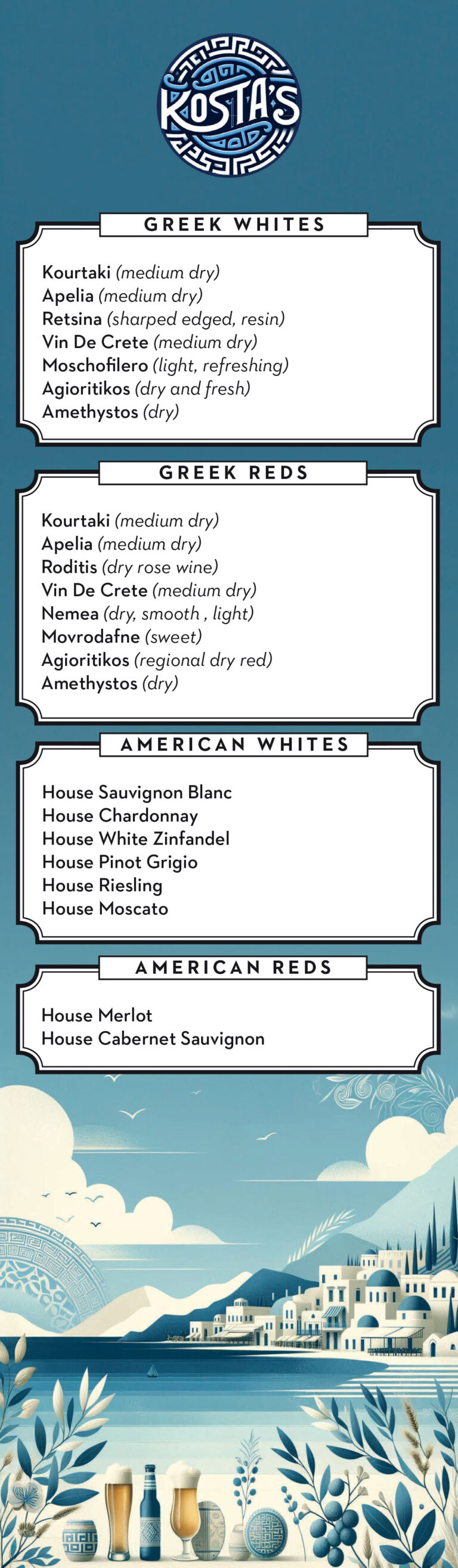 Menu – Kosta’s Greek Cafe