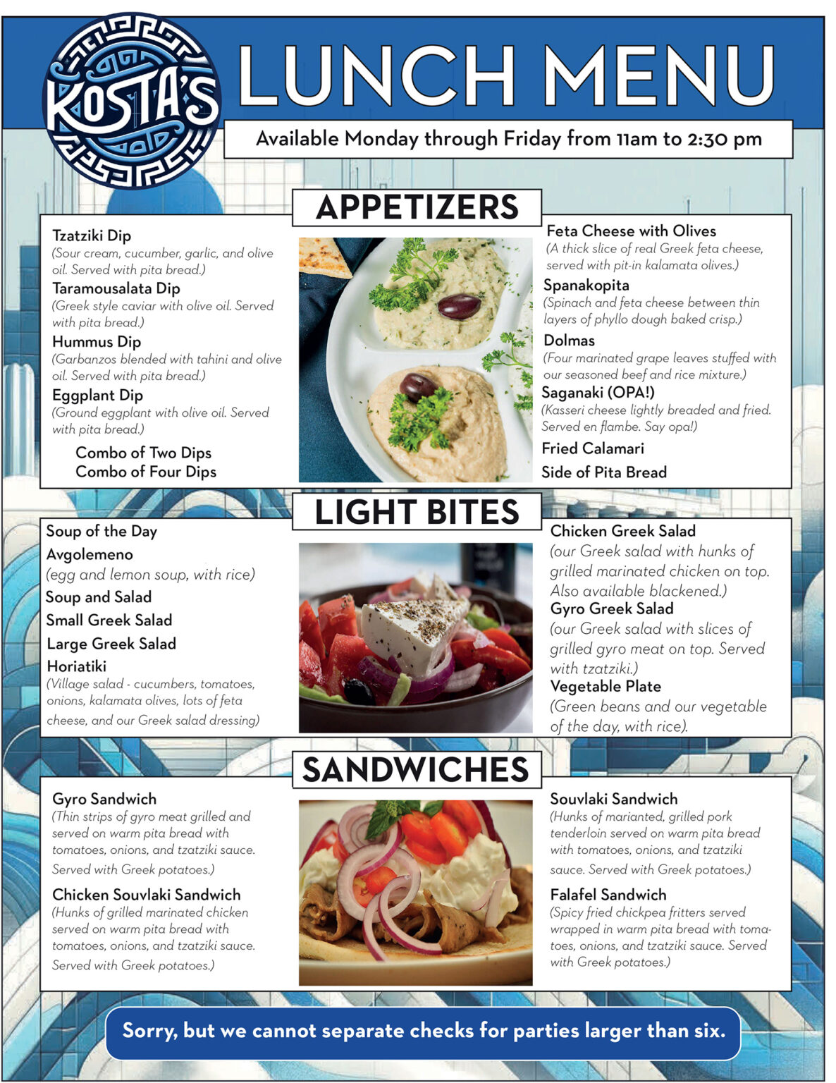 Menu – Kosta’s Greek Cafe